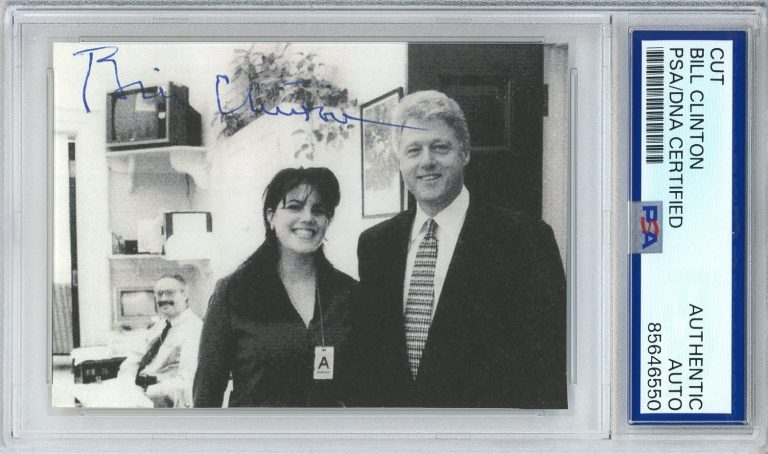 President Bill Clinton SIGNED Monica Lewinsky Picture Cut PSA DNA COA ...