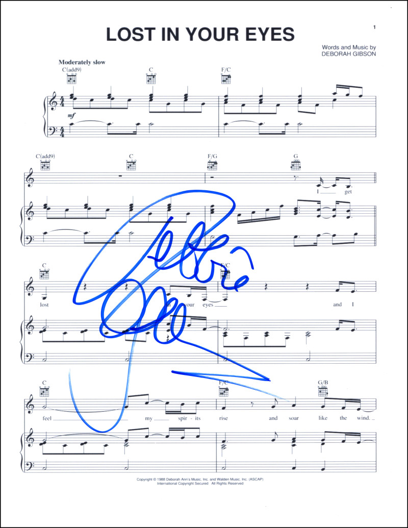 Debbie Gibson Signed Autograph Lost in Your Eyes Sheet Music - Electric ...