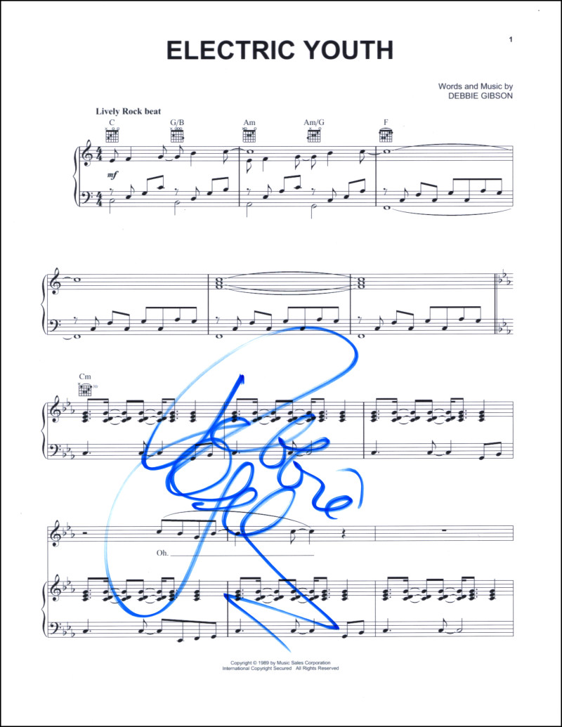 Debbie Gibson Signed Autograph Electric Youth Sheet Music - Beautiful ...