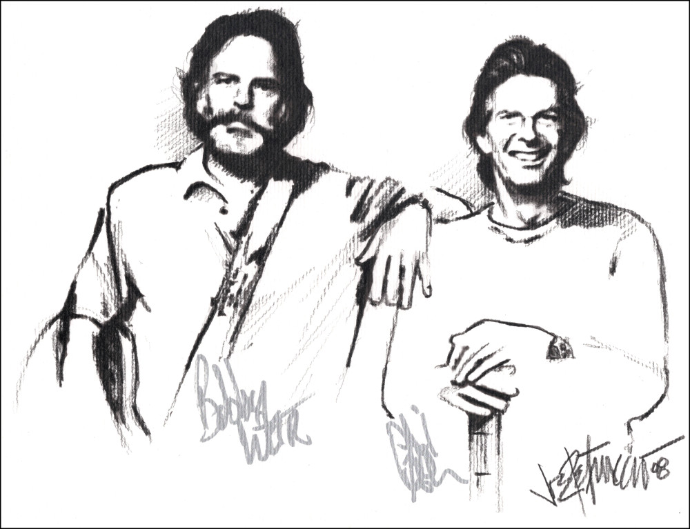 Phil Lesh & Bob Weir Signed Autograph 8.5x11 Original Artwork Grateful ...