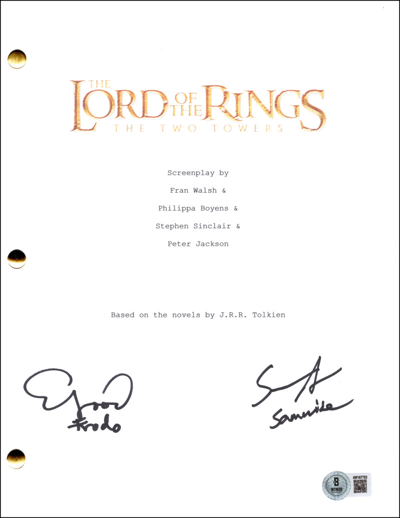 Elijah Wood Sean Astin Signed Autograph Lord of the Rings Two Towers ...