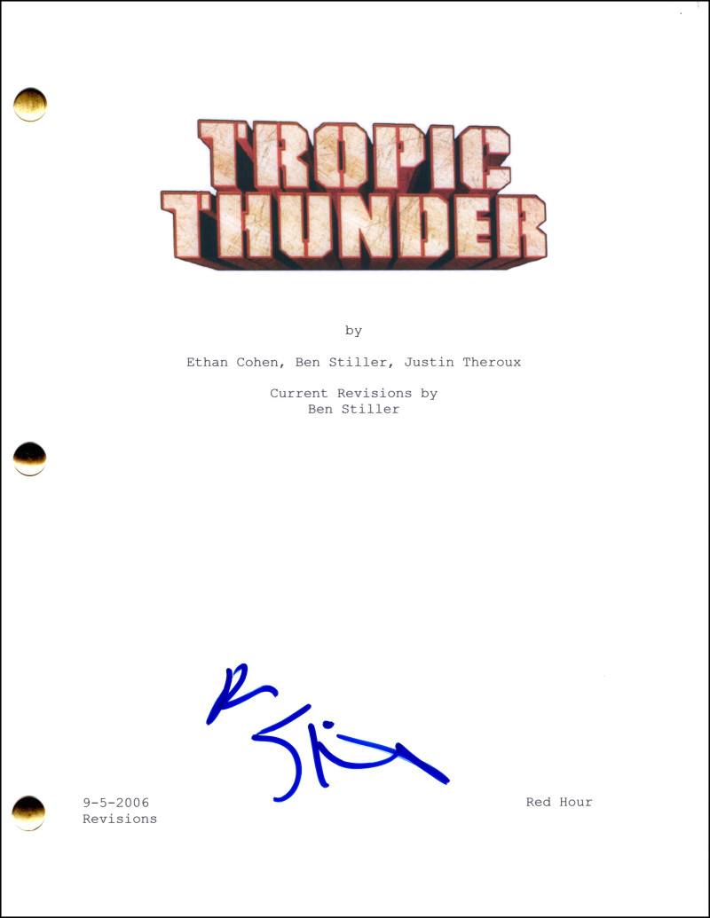 Ben Stiller Signed Autograph Tropic Thunder Full Movie Script - Tugg ...