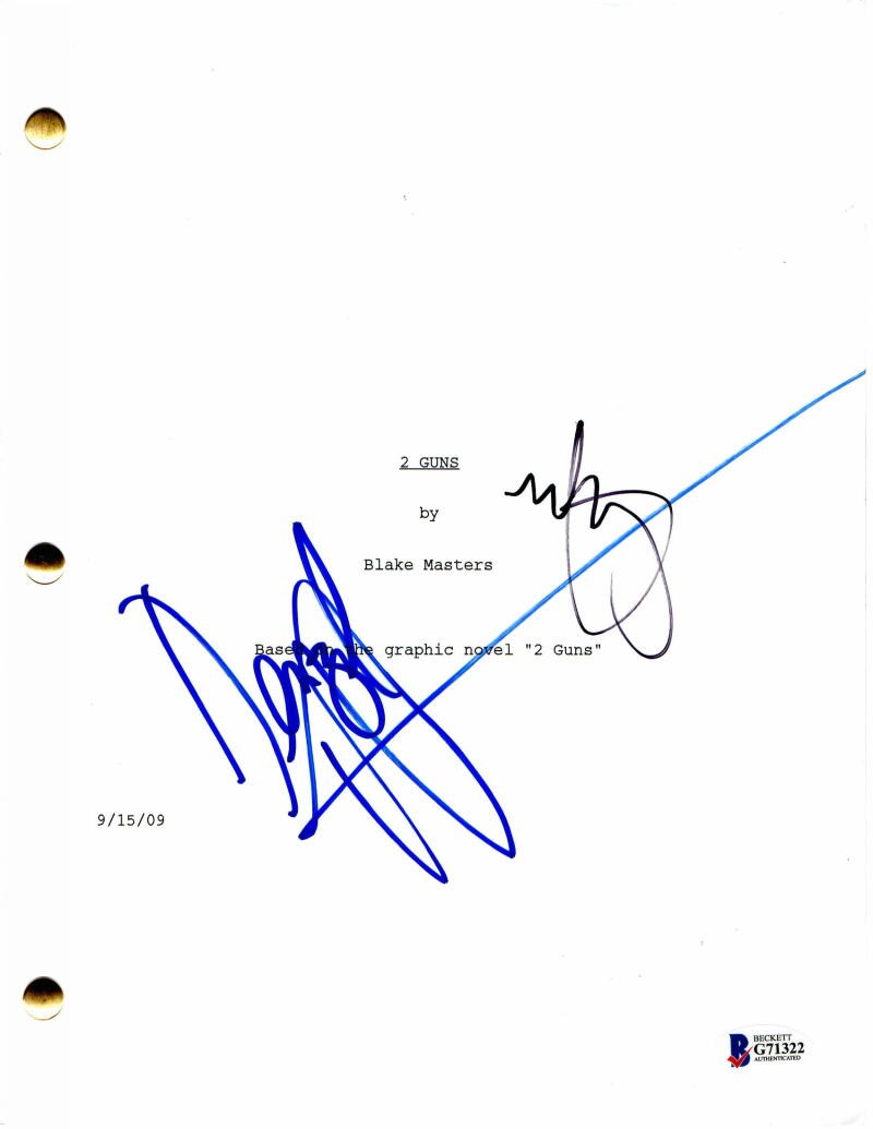 DENZEL WASHINGTON & MARK WAHLBERG SIGNED AUTOGRAPH - 2 GUNS MOVIE ...
