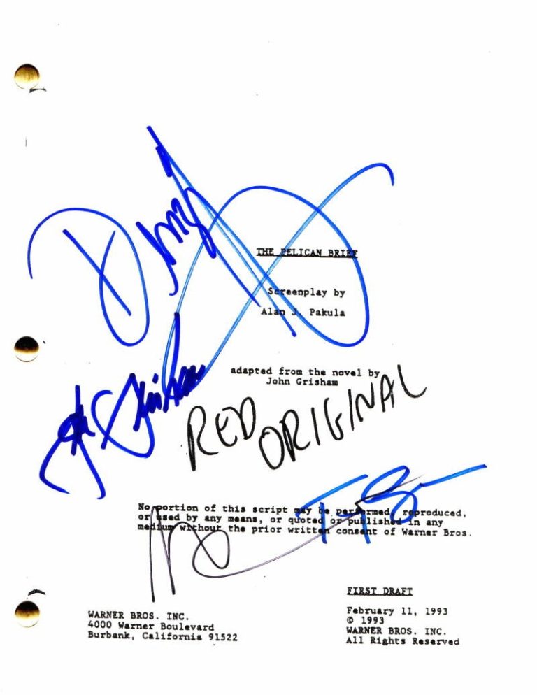 DENZEL WASHINGTON +3 CAST SIGNED AUTOGRAPH - THE PELICAN BRIEF MOVIE ...