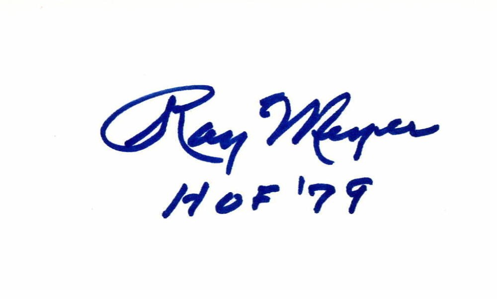 RAY MEYER SIGNED AUTOGRAPH - INDEX CARD - HALL OF FAME, NOTRE DAME ...