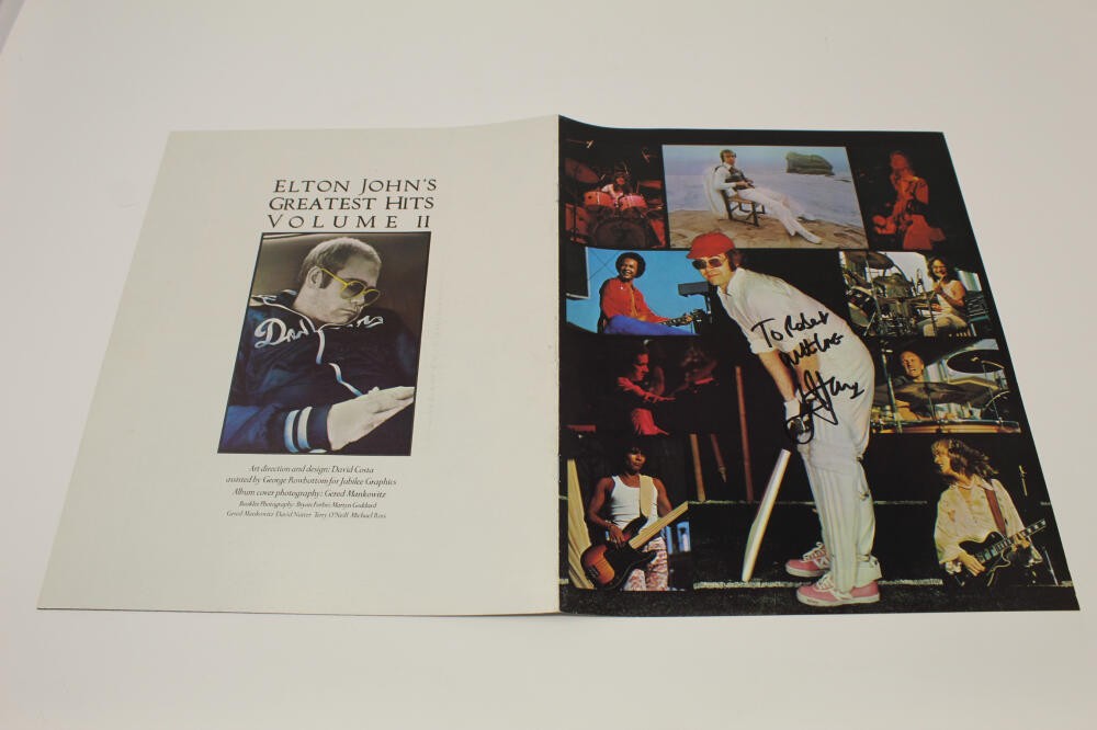 Elton John Signed Autograph Greatest Hits Vol 2 Album Record Lyrics