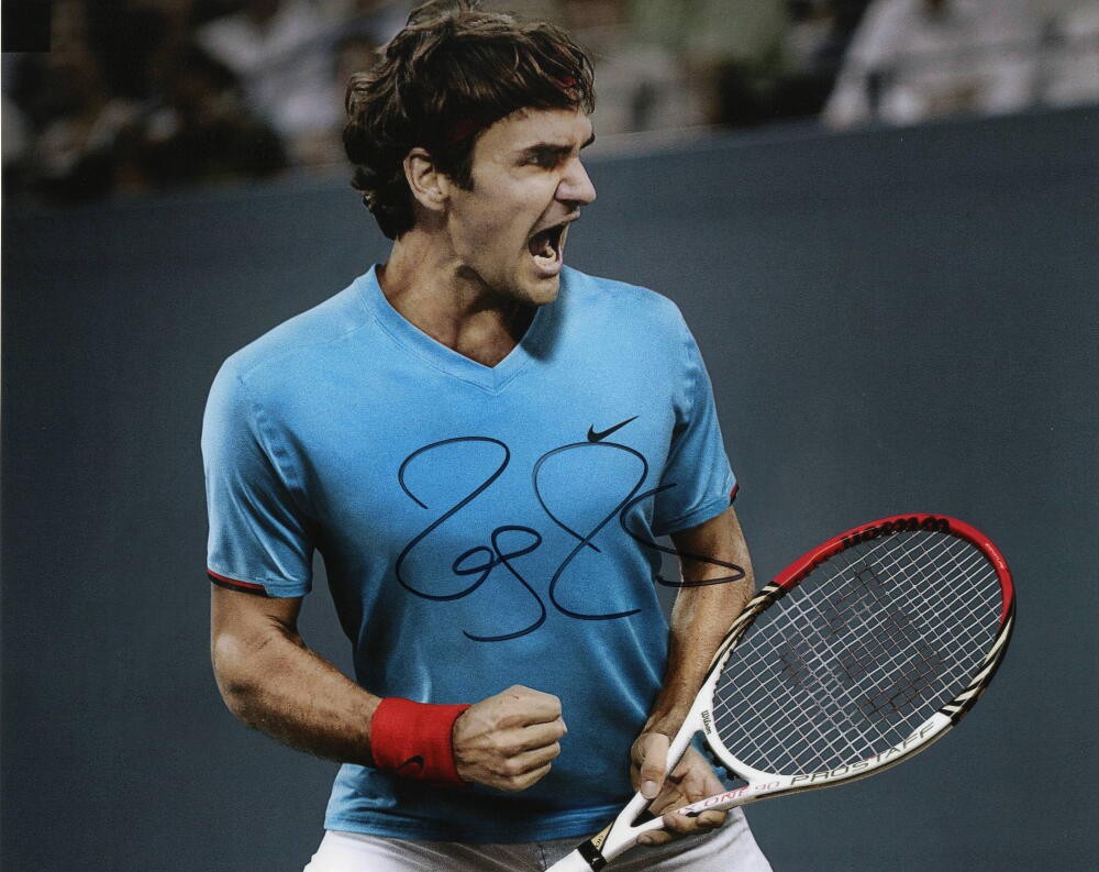 ROGER FEDERER SIGNED AUTOGRAPH 8X10 PHOTO - TENNIS GOAT, BALL, SHOE, US ...