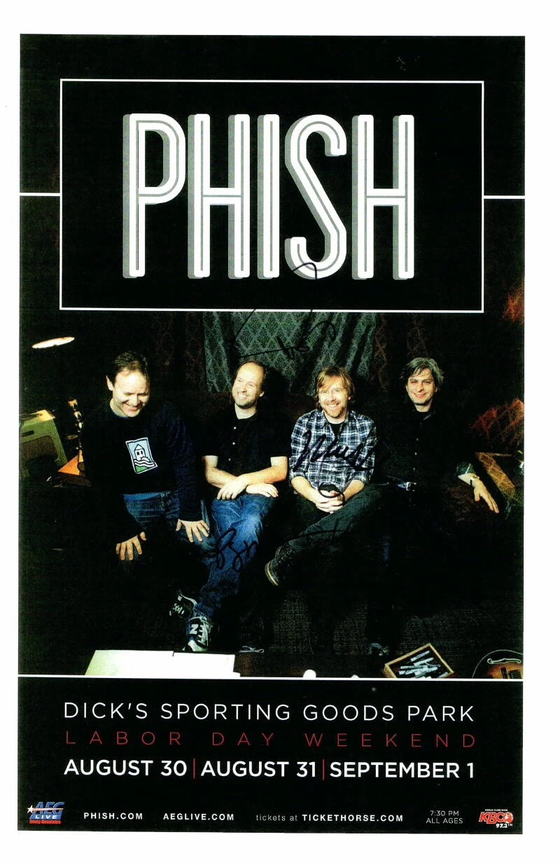 TREY ANASTASIO, MIKE GORDON, PAGE M SIGNED AUTOGRAPH PHISH CONCERT TOUR POSTER | Autographia