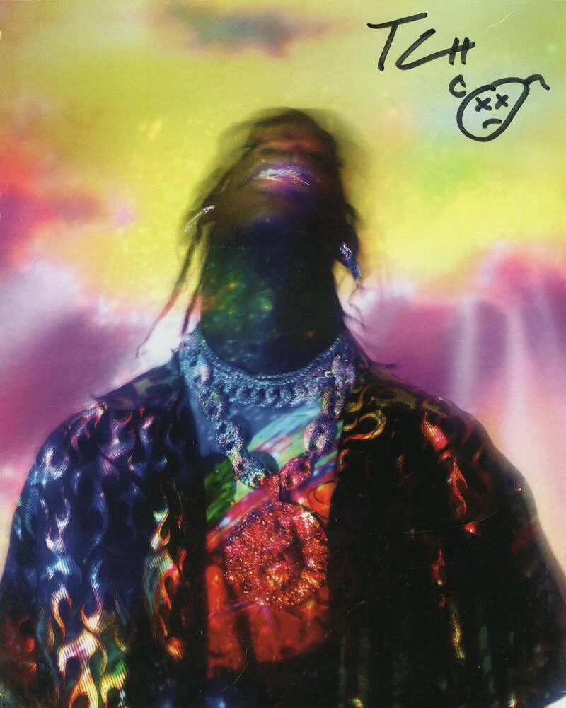 TRAVIS SCOTT SIGNED AUTOGRAPH 8X10 PHOTO w/ ORIGINAL ART SKETCH ...