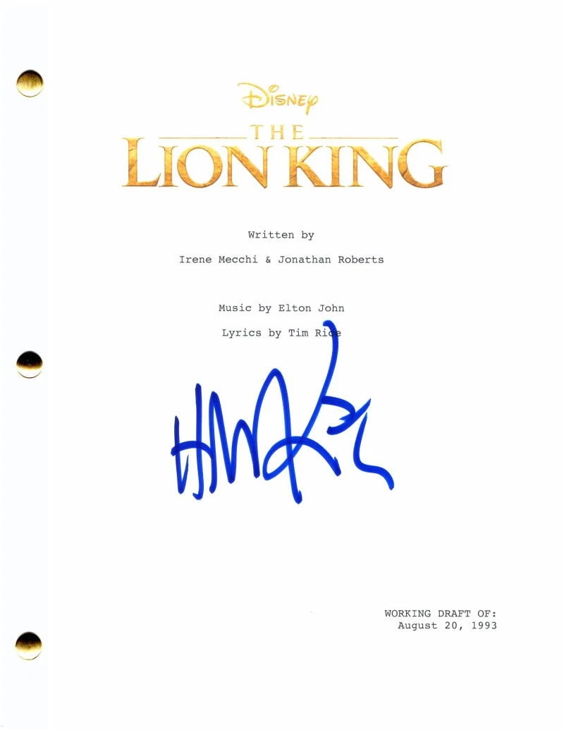 COMPOSER HANS ZIMMER SIGNED AUTOGRAPH THE LION KING FULL MOVIE SCRIPT ...