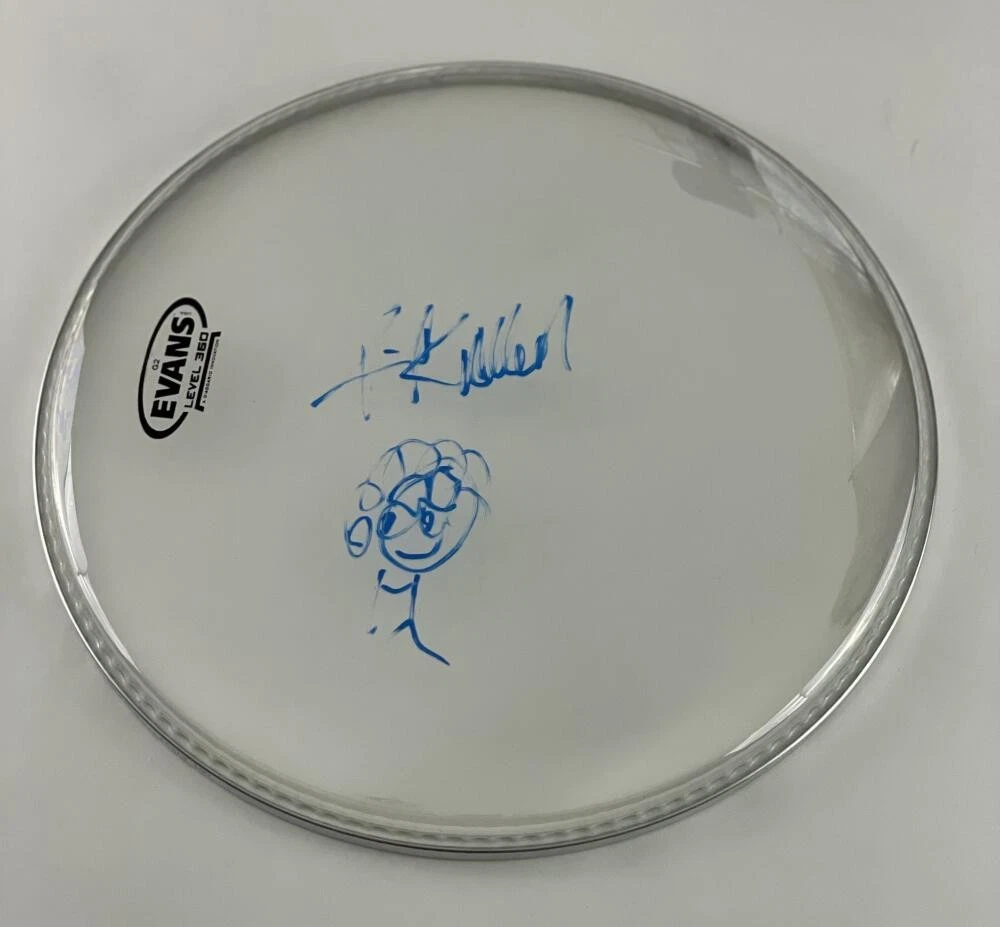 RICK ALLEN SIGNED AUTOGRAPH 13" DRUMHEAD W/ ORIGINAL ART SKETCH DEF ...