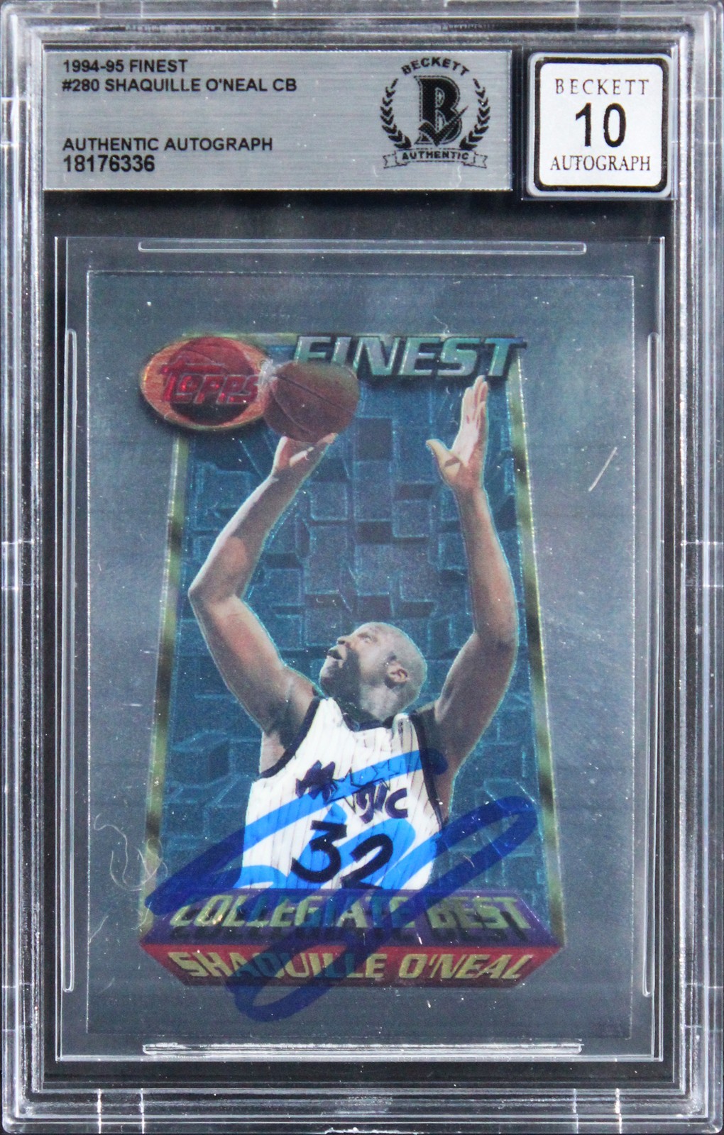 Magic Shaquille O'Neal Signed 1994 Finest #280 Card Auto Graded 10! BAS ...