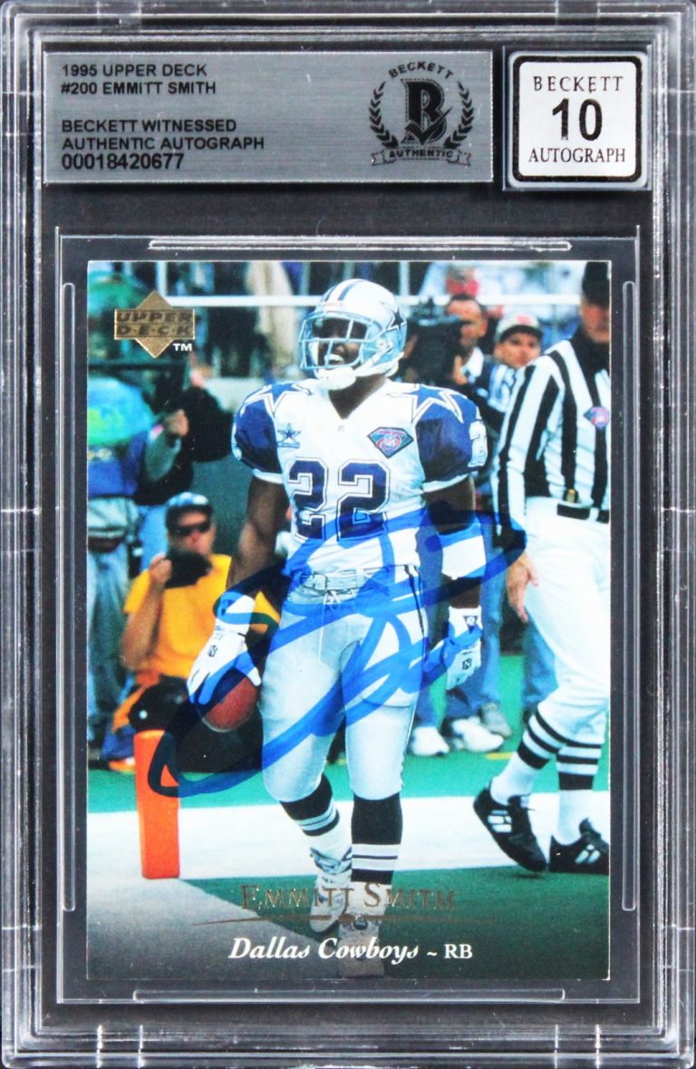 Cowboys Emmitt Smith Signed 1995 Upper Deck #200 Card Auto Grade 10 ...