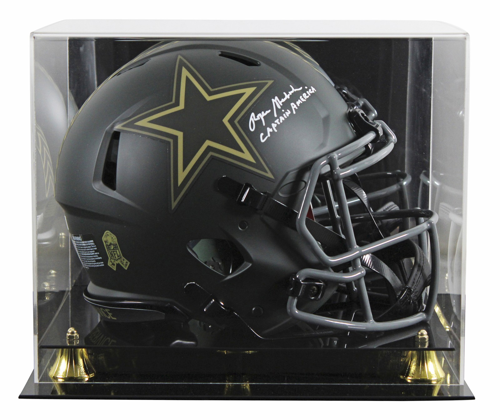 Roger Staubach "Capt America" Signed STS IV F/S Speed Proline Helmet W ...