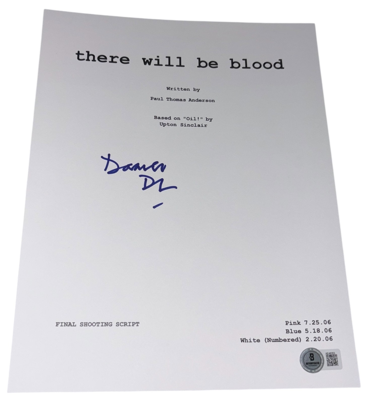 Daniel Day-Lewis Signed Autograph There Will Be Blood Script Screenplay ...