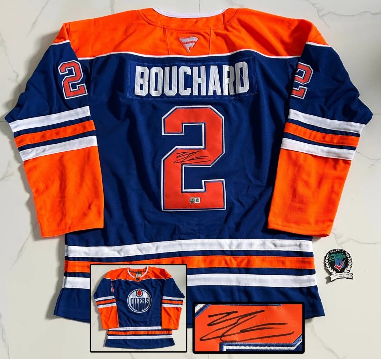 Evan Bouchard Signed Jersey Edmonton Oilers Beckett BAS COA | Autographia