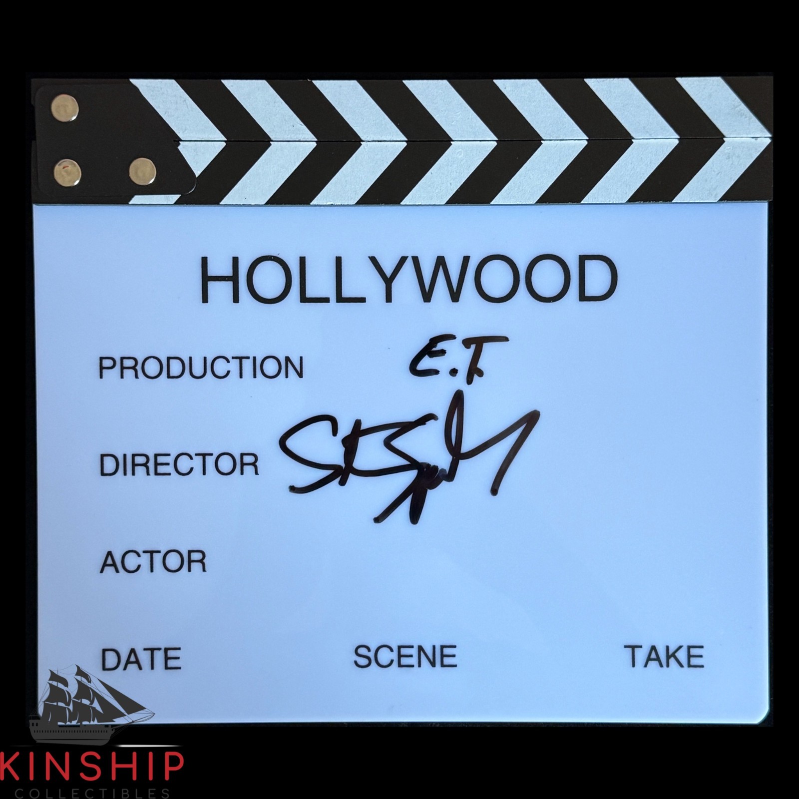 Steven Spielberg signed Clapboard JSA LOA Auto Grade 10 Inscribed E.T ...