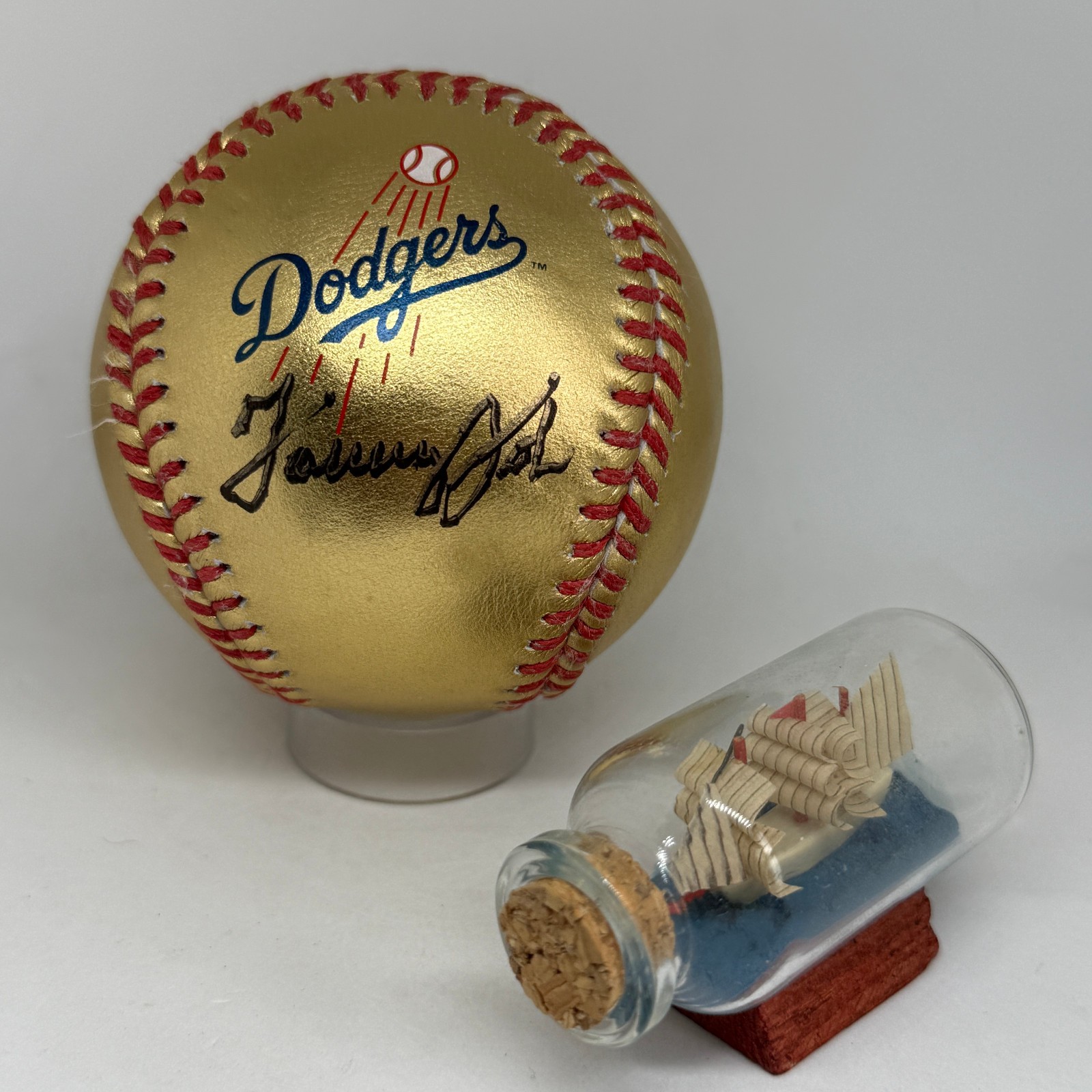 Tommy John signed Rawlings Gold Dodgers Logo Baseball JSA COA Auto ...