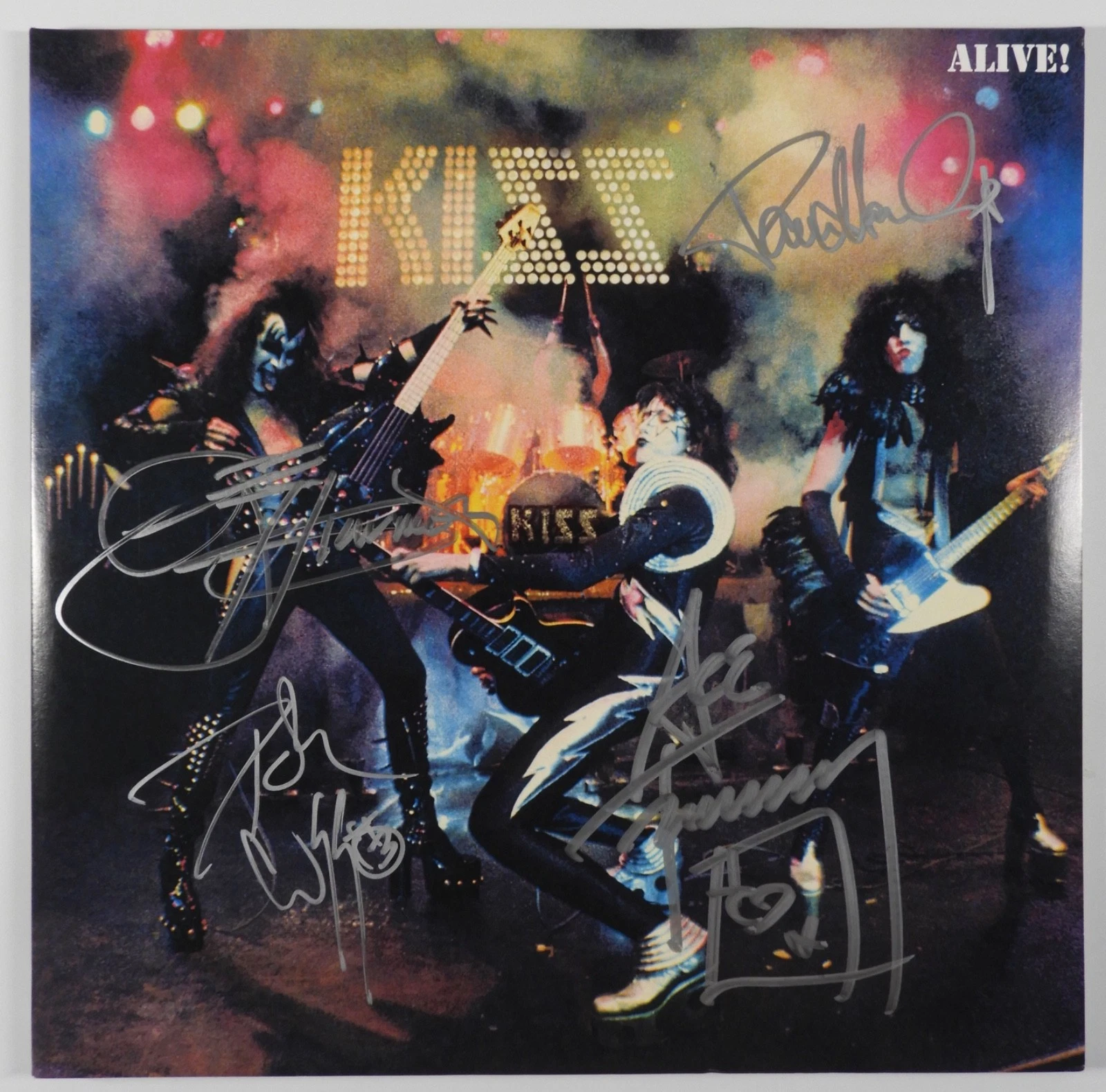 KISS JSA Fully Signed Autograph Album Vinyl Record German Alive Ace ...