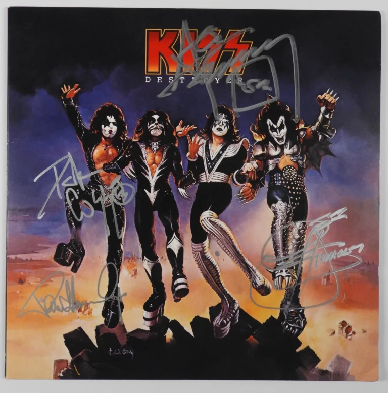 KISS JSA Fully Signed Autograph Album Vinyl Record Destroyer Ace ...