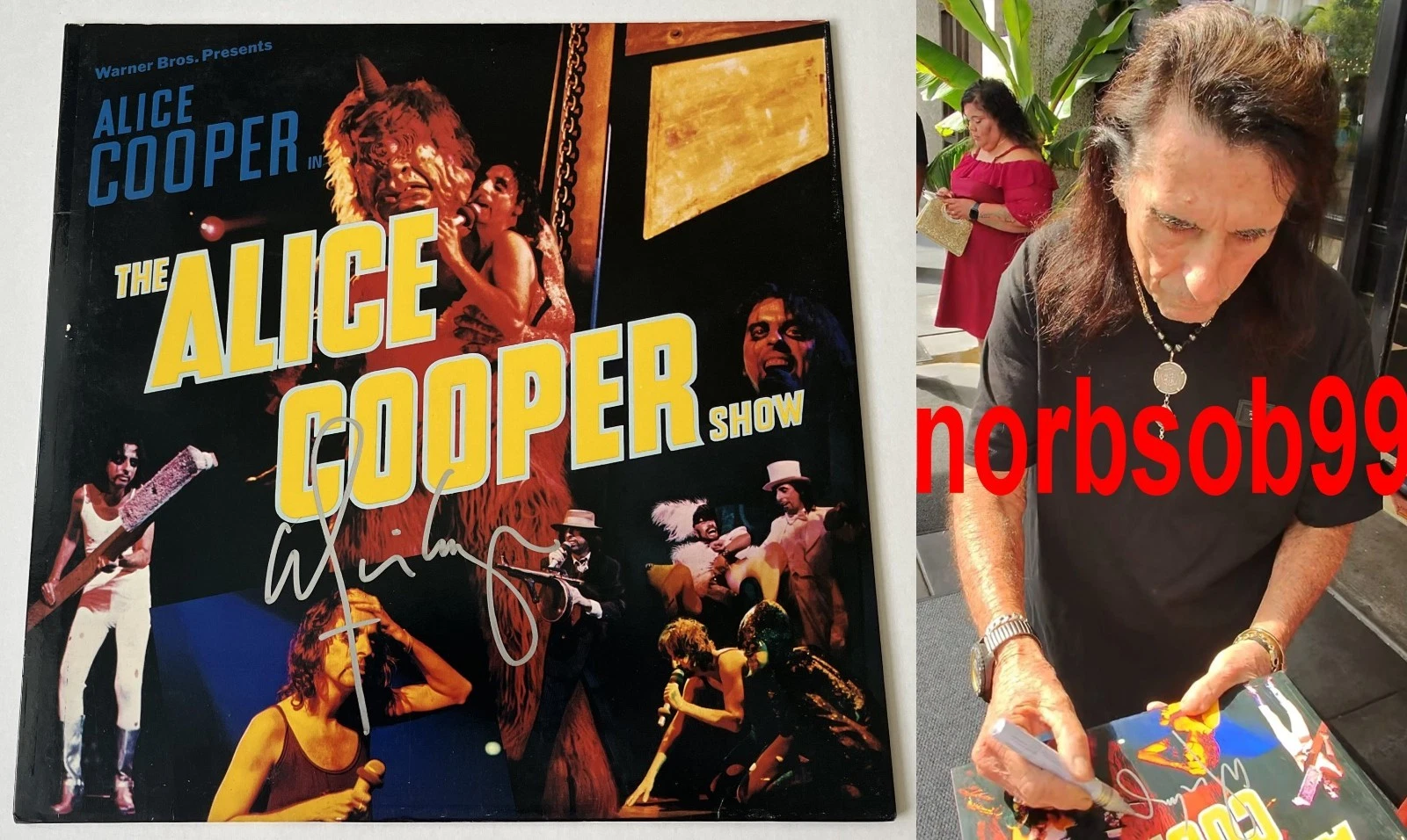 THE ALICE COOPER SHOW SIGNED AUTOGRAPH VINYL LP w/EXACT PROOF & BECKETT ...