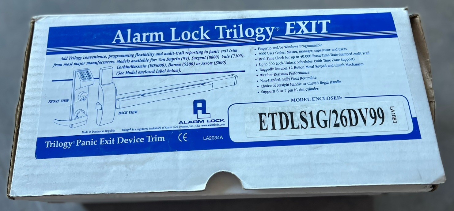 TRILOGY BY ALARM LOCK ETPDLS1G/26DV99 Electronic Lock,Brushed Chrome,12 ...