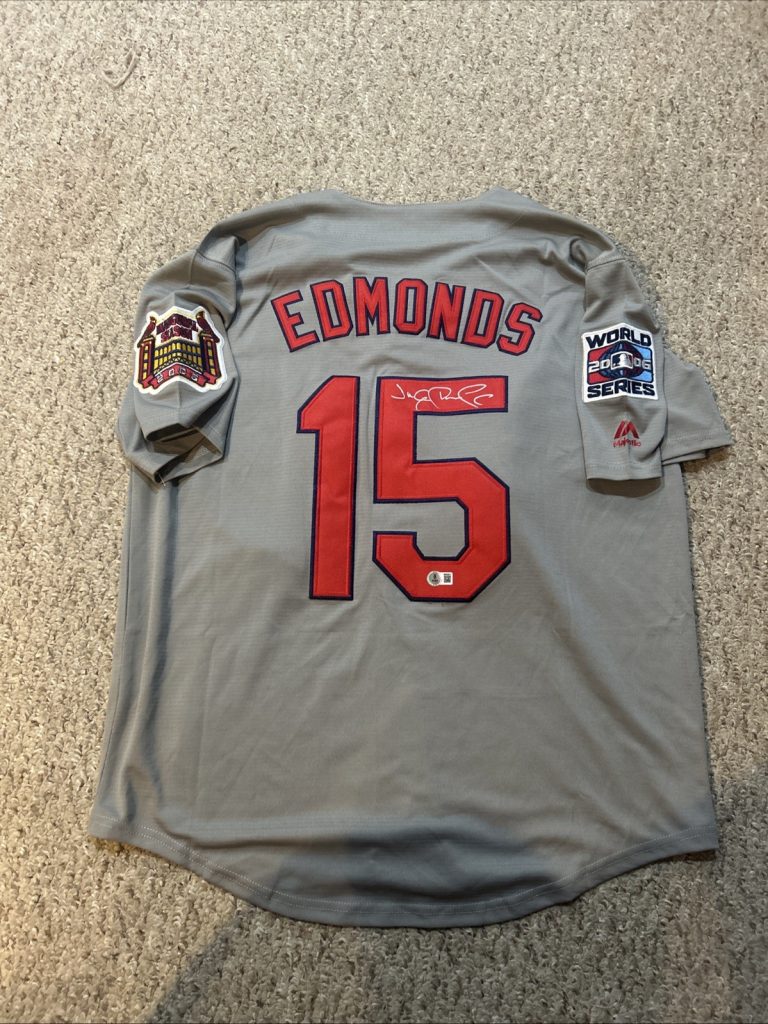 ST LOUIS CARDINALS- JIM EDMONDS SIGNED AUTOGRAPH JERSEY BAS COA 06 ...