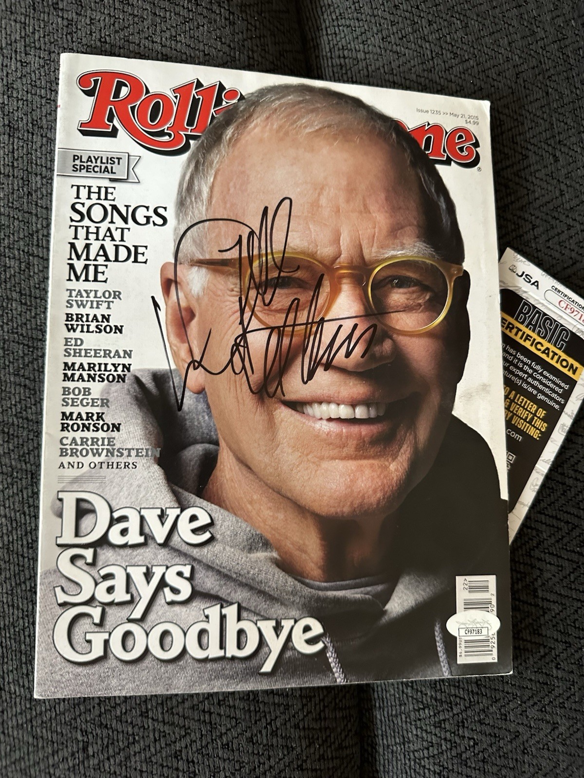 David Letterman signed Rolling Stone Magazine JSA Authentication COA ...