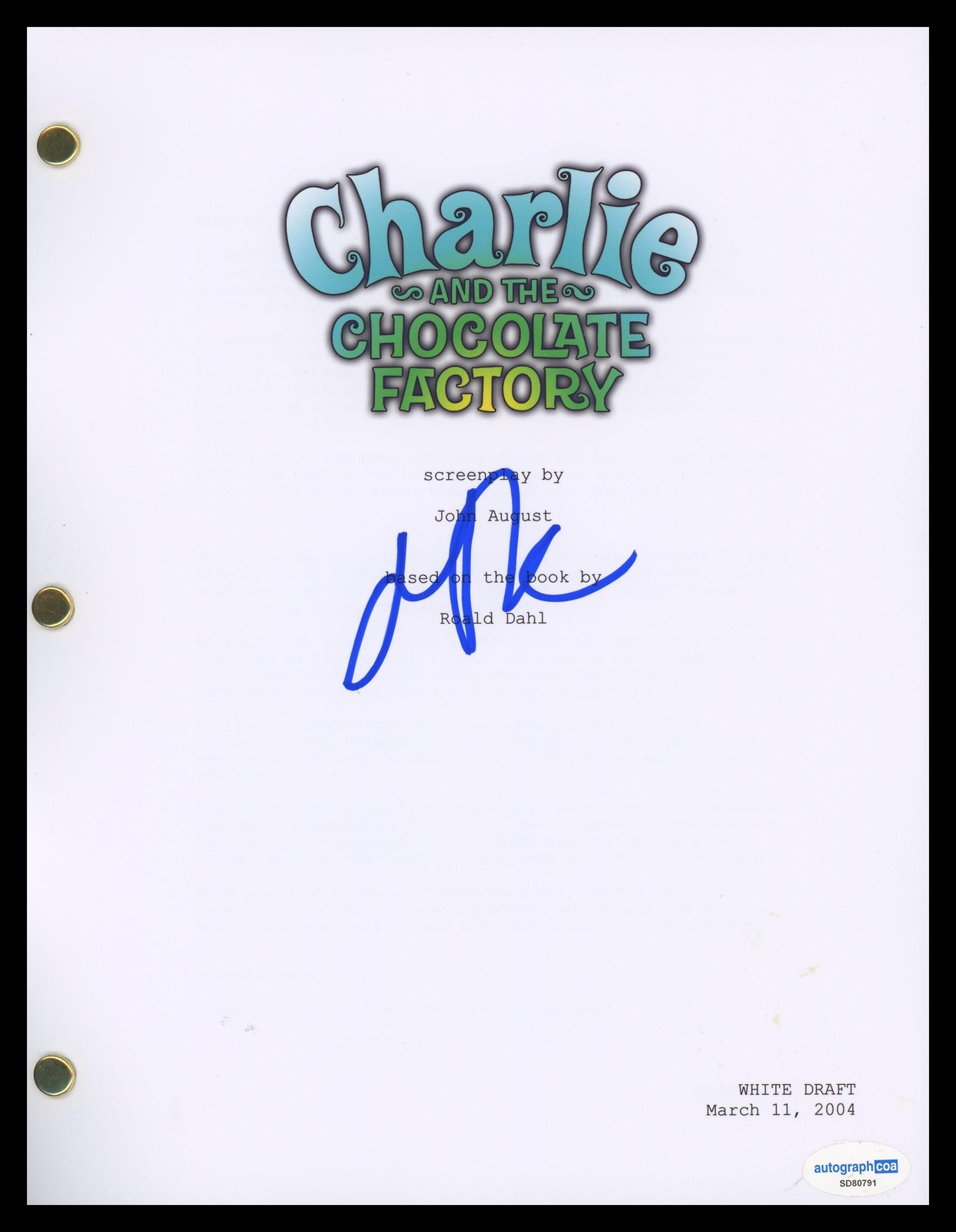 AnnaSophia Robb "Charlie and the Chocolate Factory" SIGNED Script ...