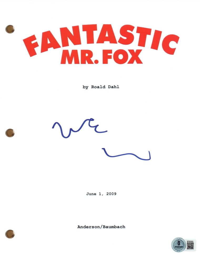 Wes Anderson Signed "Fantastic Mr Fox" Autograph Movie Script ...