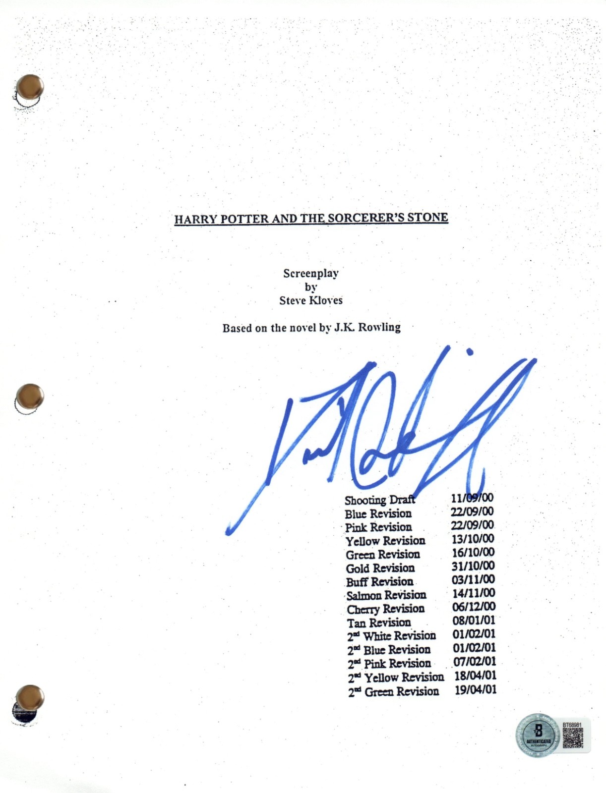 Daniel Radcliffe Signed Harry Potter & the Sorcerer's Stone Movie ...