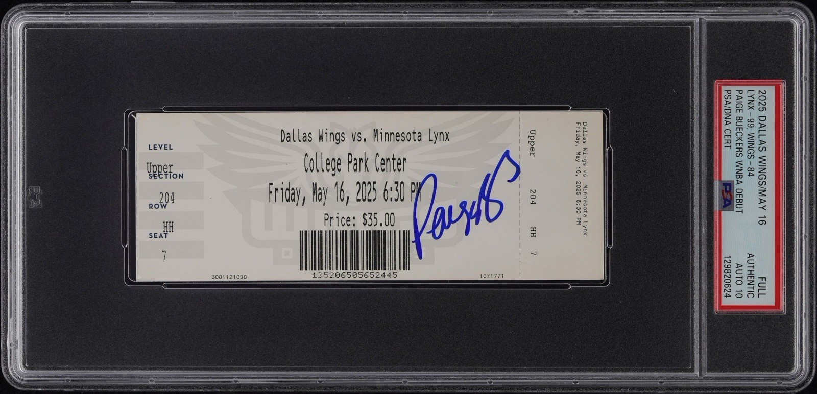 Paige Bueckers Signed WNBA DEBUT Full Ticket Stub 5/16/2025 PSA GEM ...