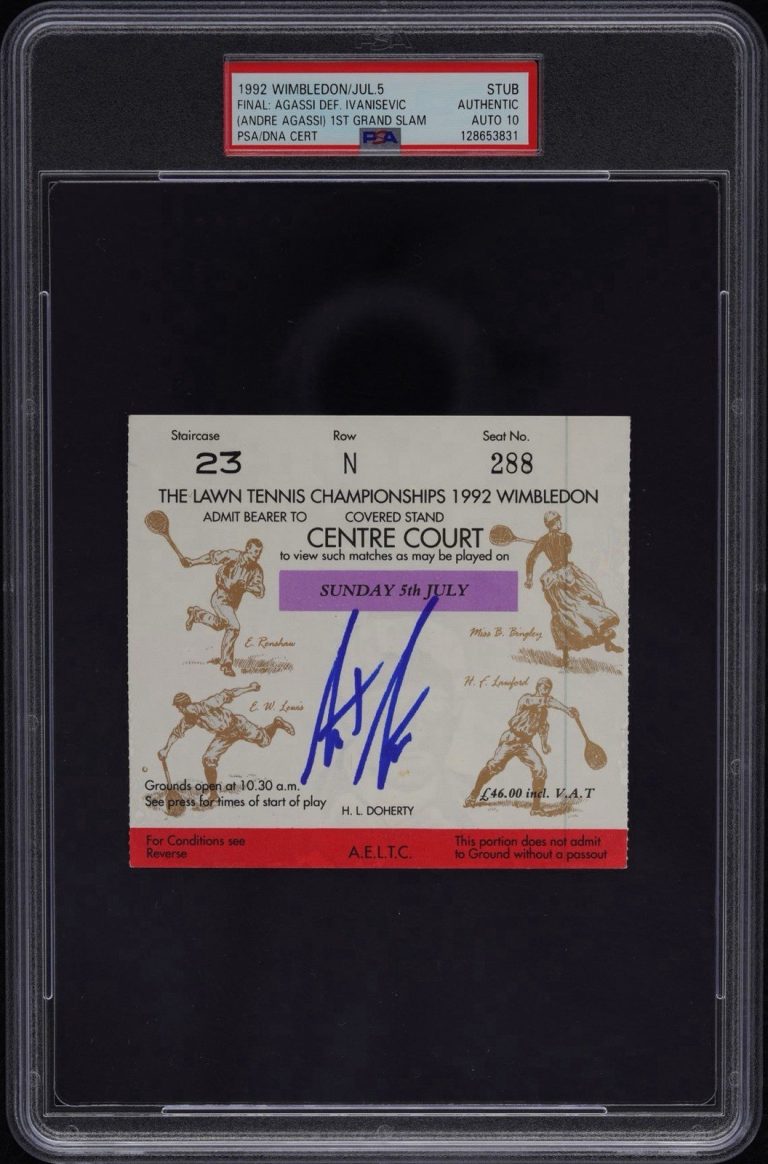 Andre Agassi Signed 1992 Wimbledon Champion 1st Grand Slam Ticket PSA ...