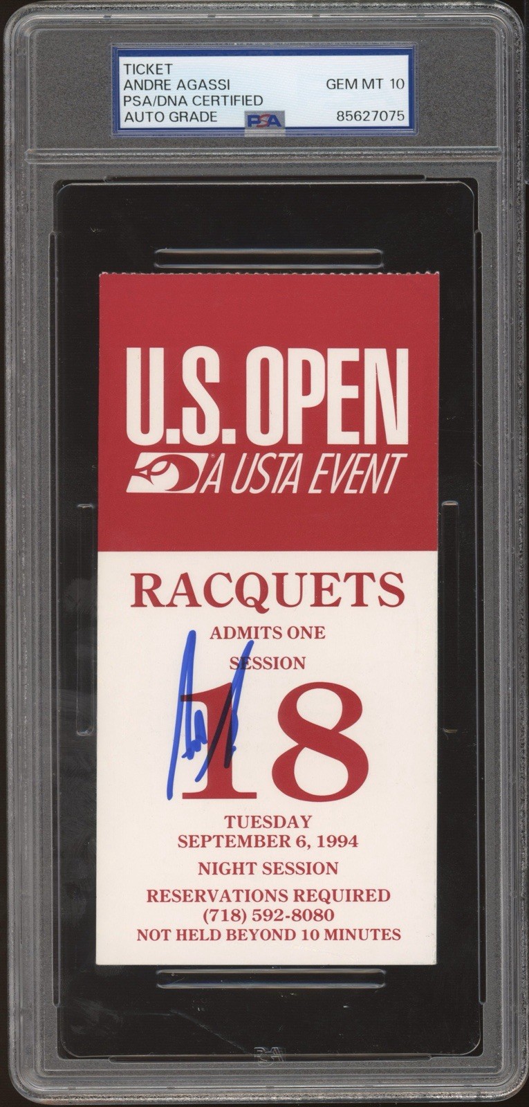 Andre Agassi Signed 1994 US OPEN CHAMPION Tennis Ticket Stub PSA GEM MT ...