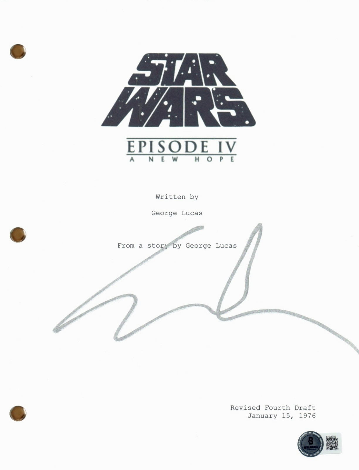 George Lucas Signed Autograph Star Wars New Hope Movie Script ...