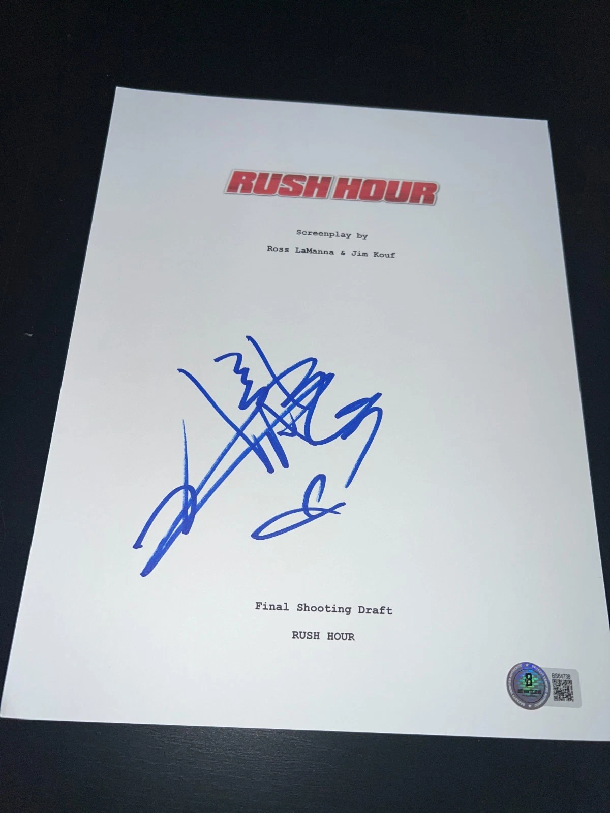 JACKIE CHAN SIGNED AUTOGRAPH RUSH HOUR MOVIE SCRIPT FULL SCRIPT BECKETT ...