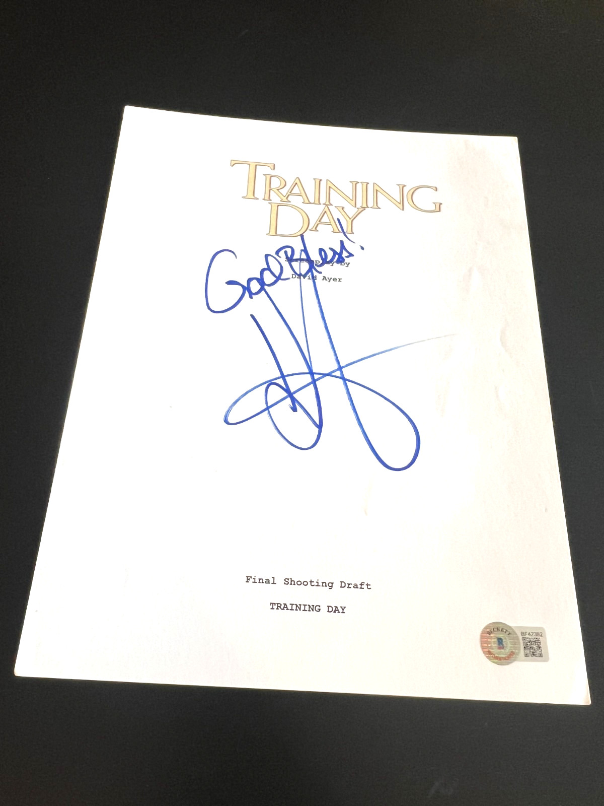 DENZEL WASHINGTON SIGNED AUTOGRAPH MOVIE SCRIPT TRAINING DAY BECKETT ...