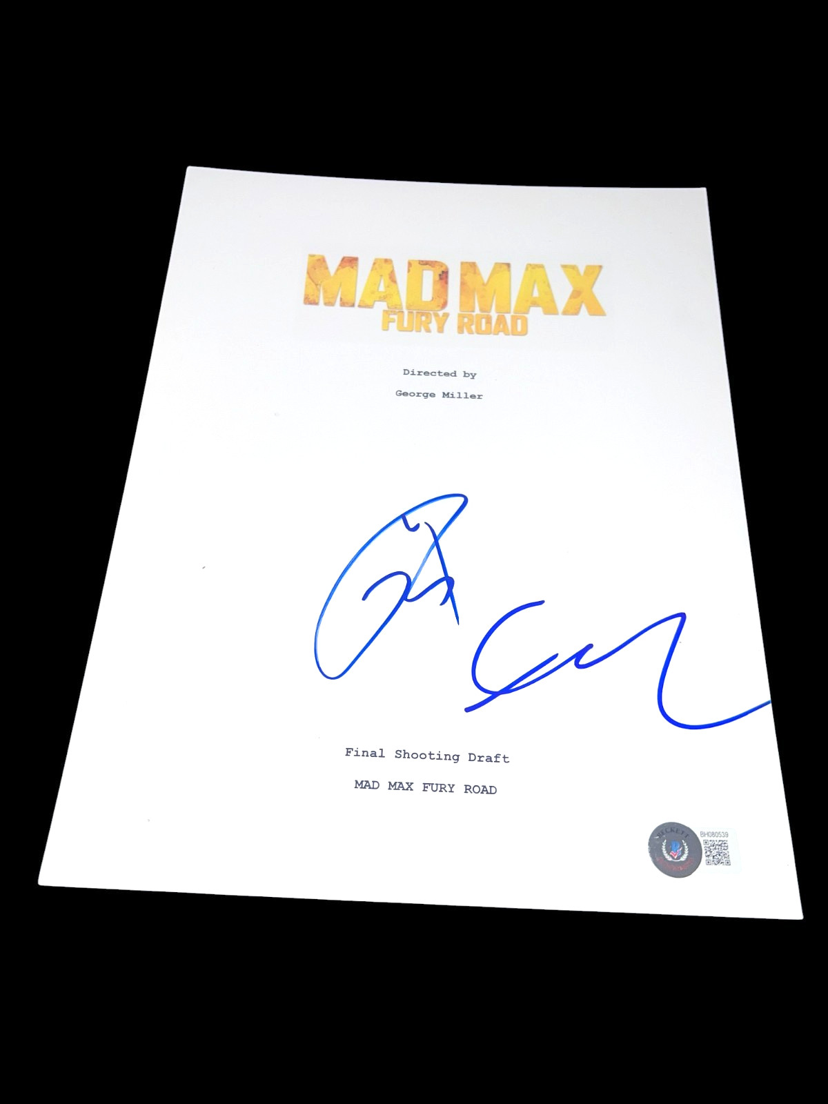 TOM HARDY GEORGE MILLER SIGNED AUTOGRAPH MOVIE SCRIPT MAD MAX BECKETT ...