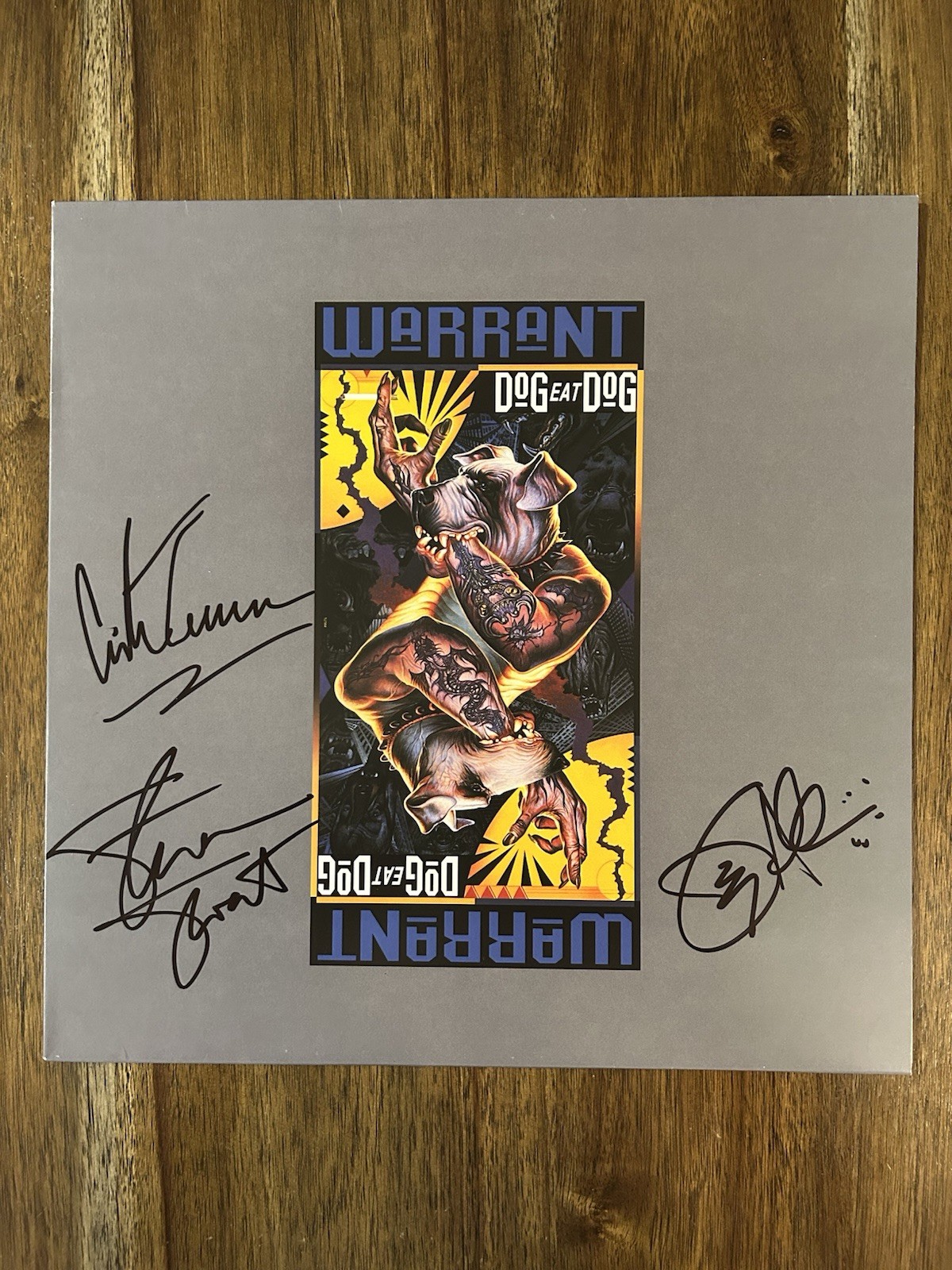 ‘Warrant’ Band Signed Vinyl Album ‘Dog Eat Dog’ Erik, Joey & Steven ...