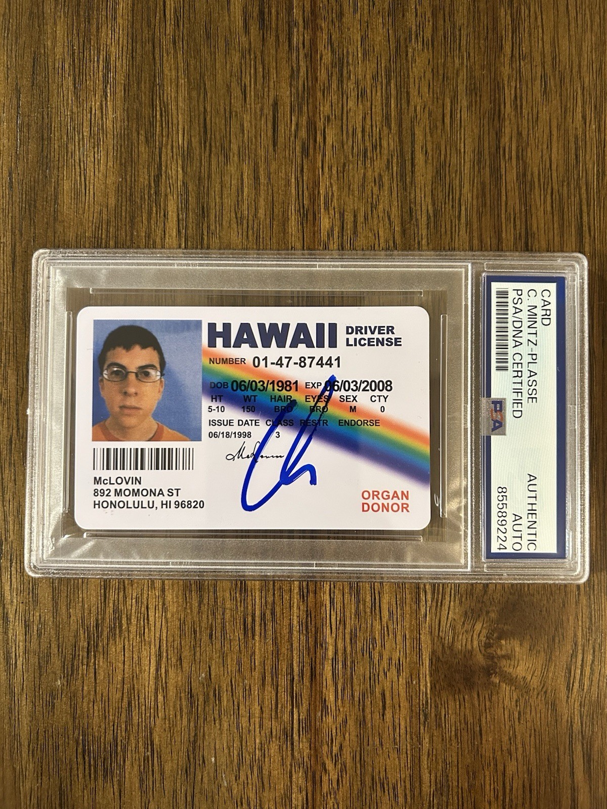 ‘Christopher Mintz-Plasse’ Signed Mclovin Fake ID License Superbad PSA ...