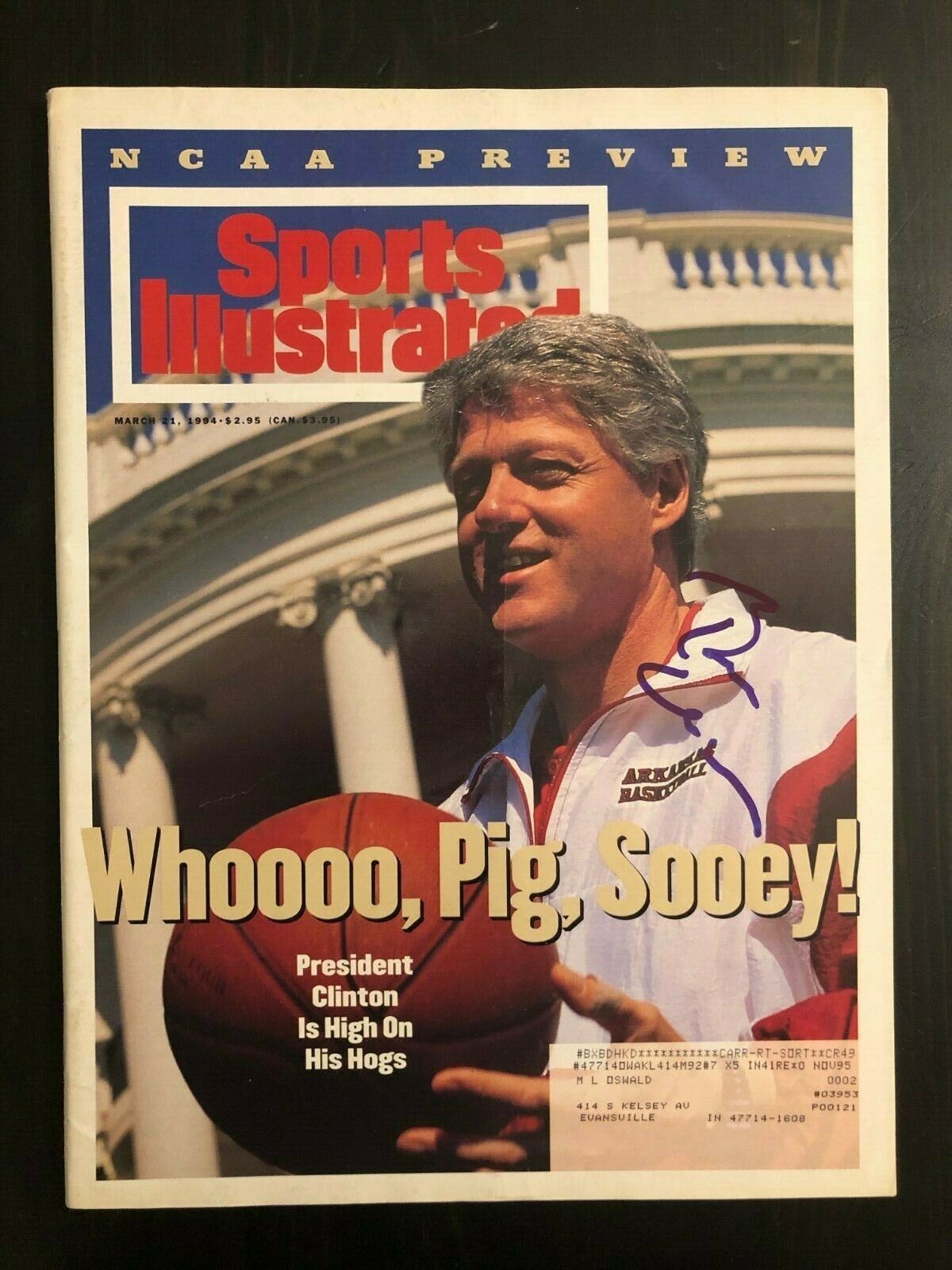 PRESIDENT BILL CLINTON SIGNED AUTOGRAPH SPORTS ILLUSTRATED MAGAZINE ...