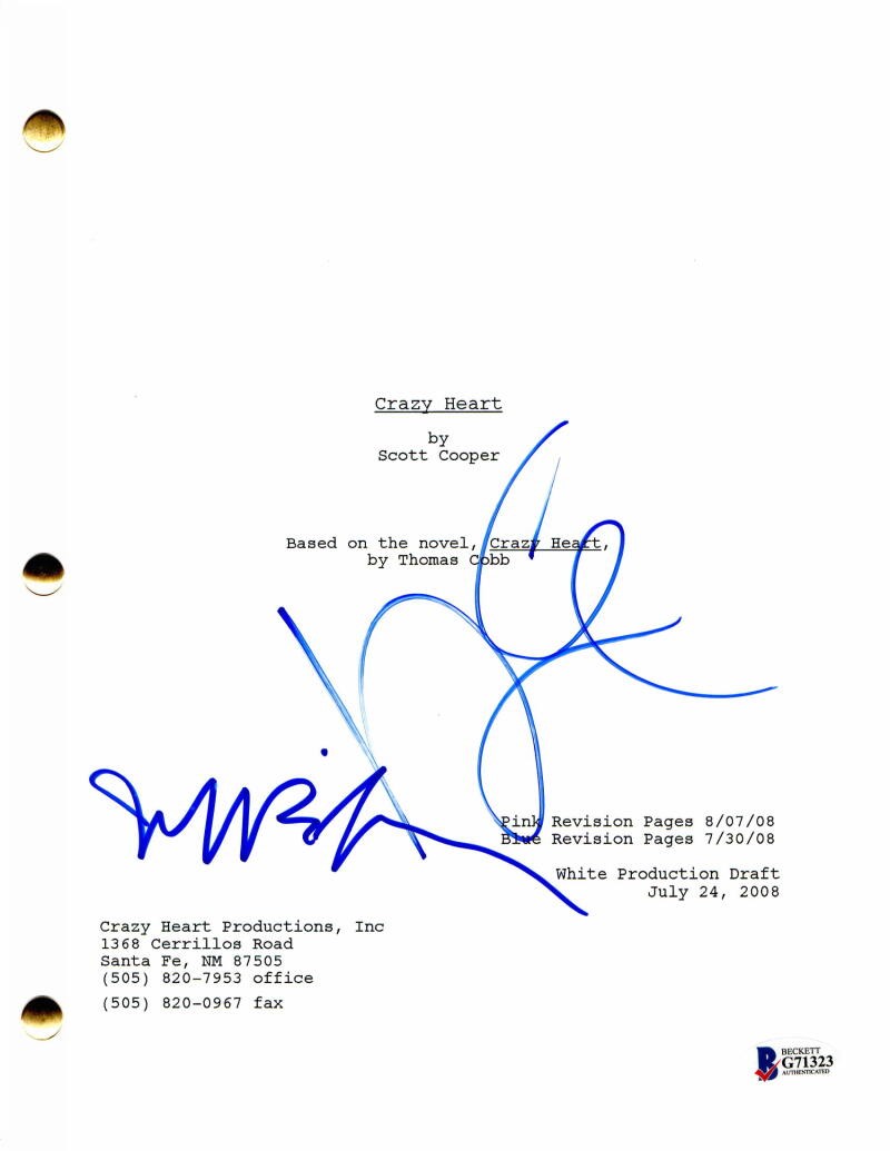JEFF BRIDGES MAGGIE GYLLENHAAL SIGNED AUTOGRAPH CRAZY HEART MOVIE ...