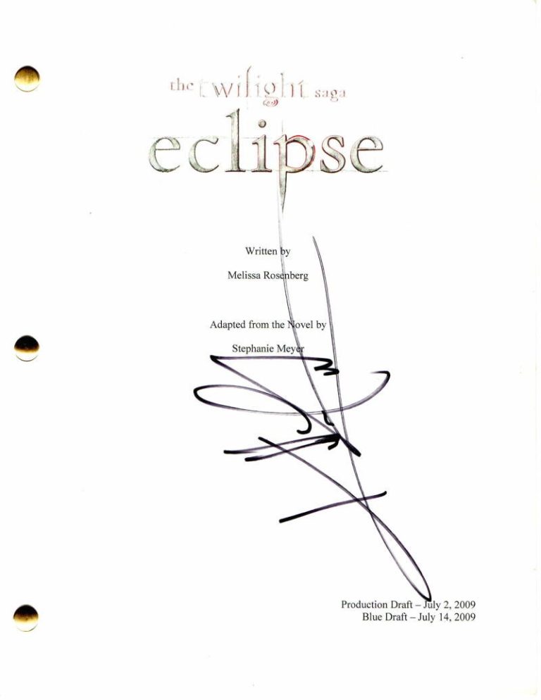 KELLAN LUTZ SIGNED AUTOGRAPH - TWILIGHT ECLIPSE MOVIE SCRIPT - ROBERT PATTINSON | Autographia