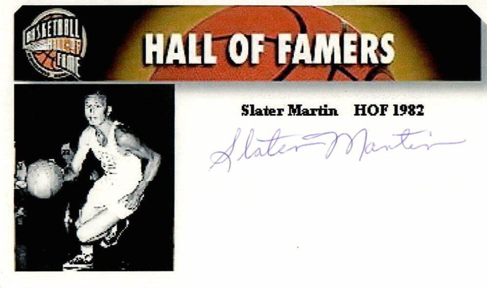 SLATER MARTIN SIGNED AUTOGRAPH - CUSTOM INDEX CARD - HALL OF FAME ...