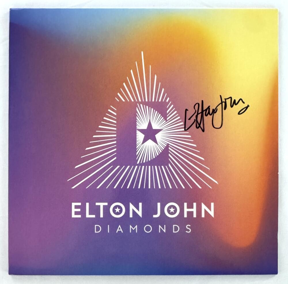 Elton John Signed Autograph Album Vinyl Record - Diamonds Greatest Hits ...