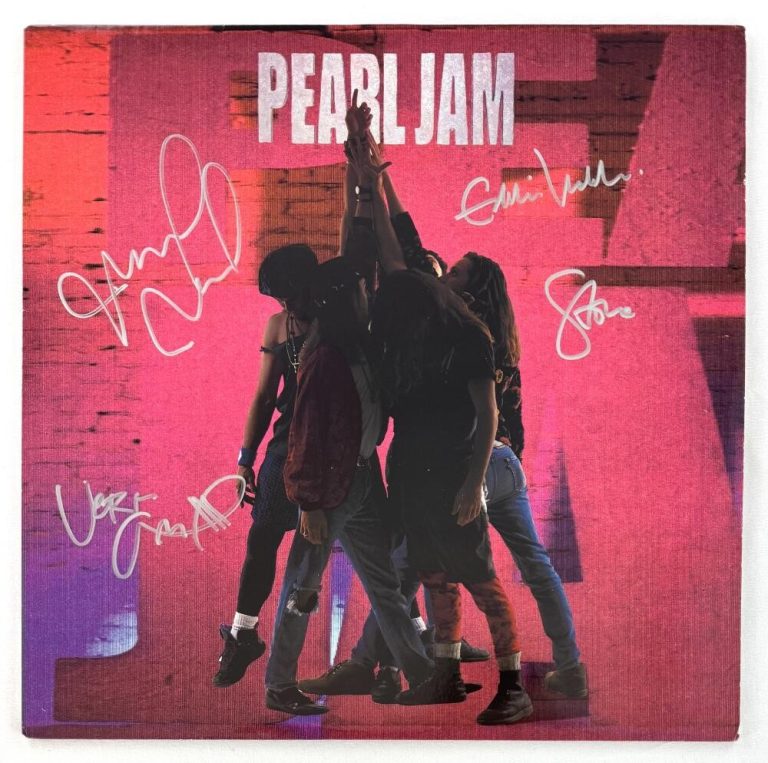 Pearl Jam Band x4 Signed Autograph ORIGINAL PRESSING Ten Album Record w ...