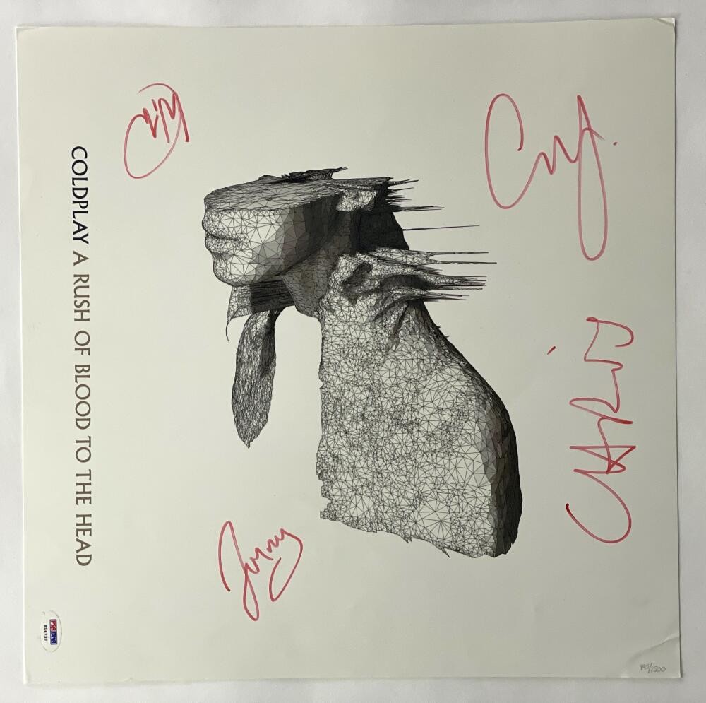 COLDPLAY BAND SIGNED AUTOGRAPH LE HAND NUMBERED 12x12 POSTER - CHRIS ...