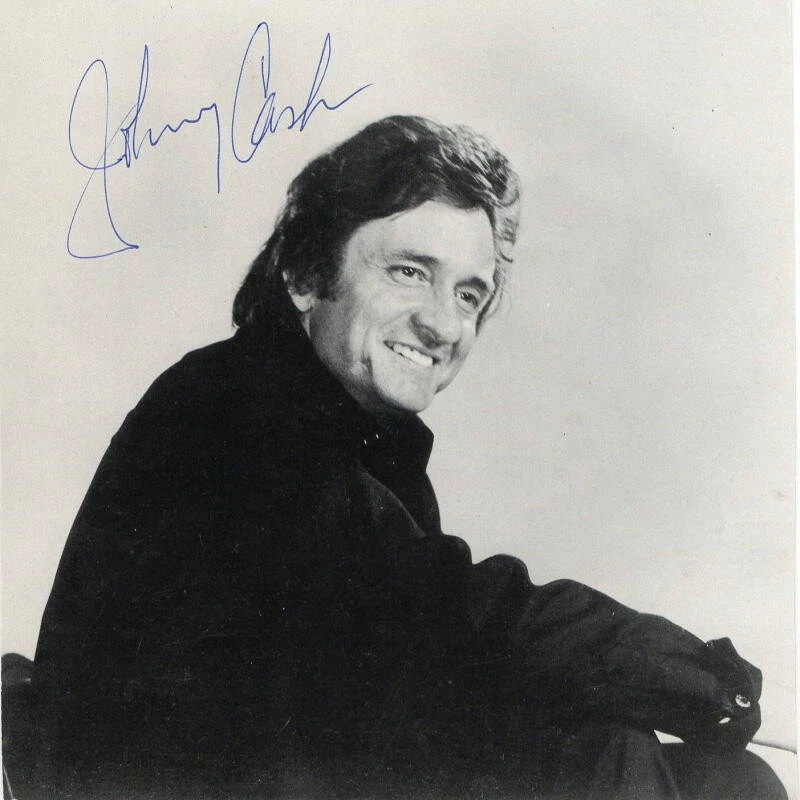 JOHNNY CASH SIGNED AUTOGRAPH 7x7 PHOTO - RING OF FIRE SINGER, VERY RARE ...