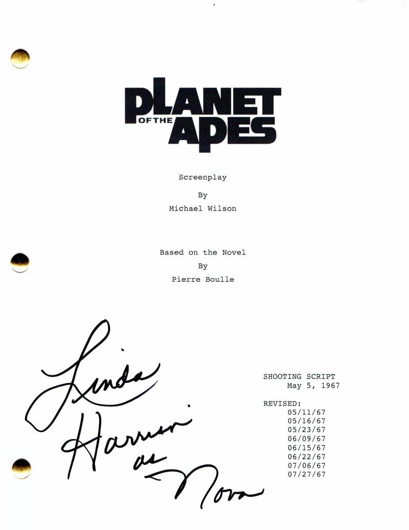 LINDA HARRISON SIGNED AUTOGRAPH PLANET OF THE APES FULL MOVIE SCRIPT ...