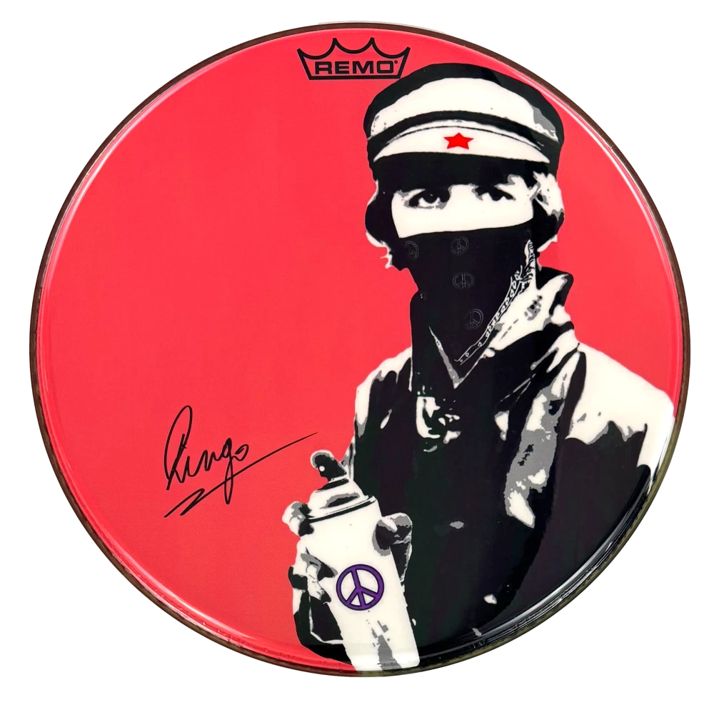 Ringo Starr The Beatles Signed Autograph 14" Original Art Drum Head ...